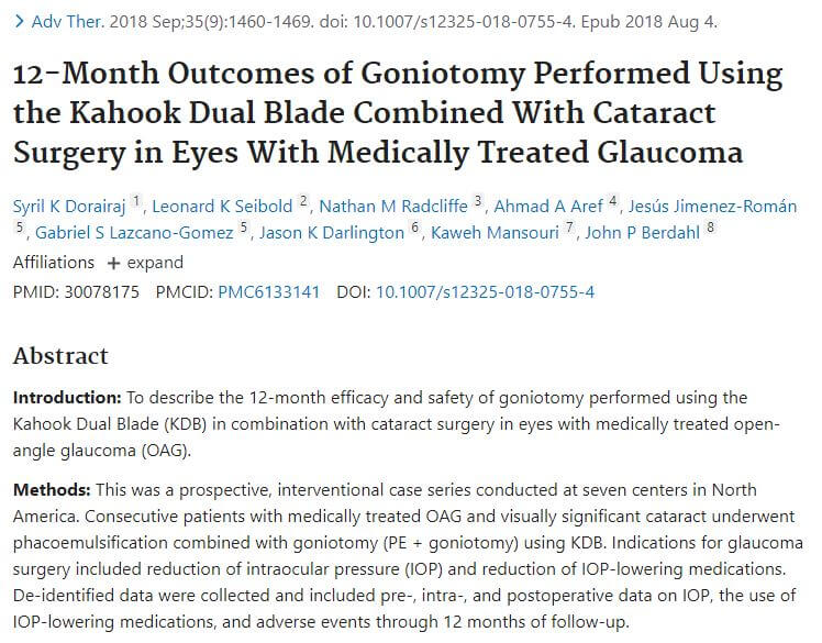 Dorairaj, et al. 12-Month Outcomes of Goniotomy Performed Using the ...